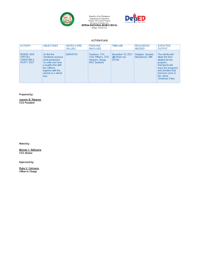 Example Action Plan | PDF
