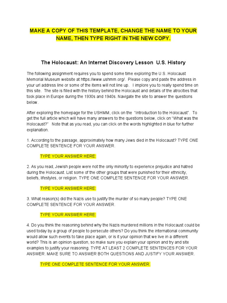 HOLOCAUST INTERNET DISCOVERY LESSON - Katherine Hill | PDF | The Holocaust
