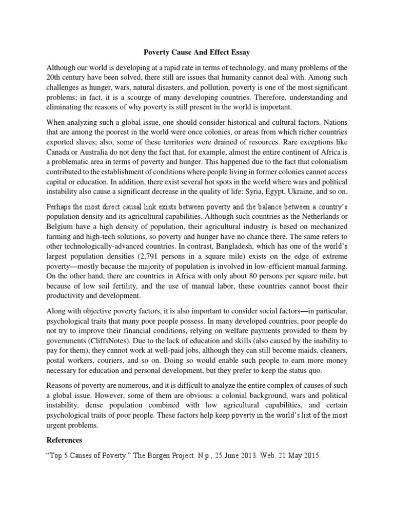 Poverty Cause and Effect Essay | PDF | Poverty | Poverty & Homelessness