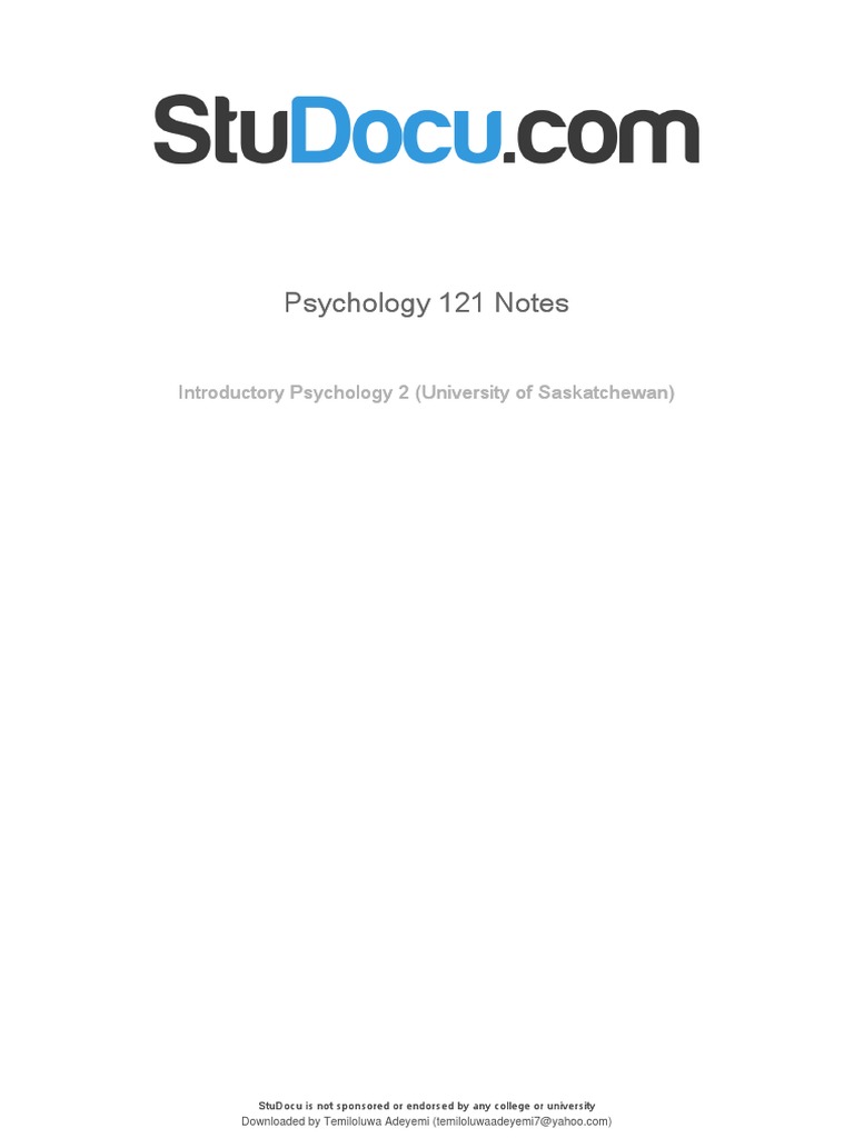 Psychology 121 Notes | PDF | Emotions | Motivational