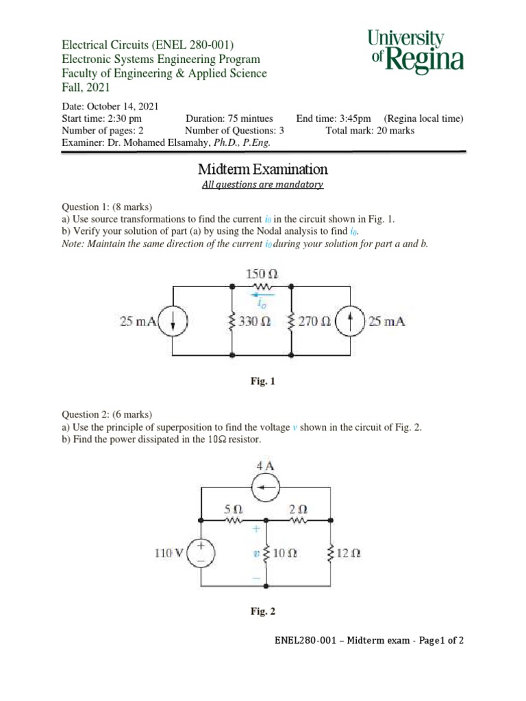 ENEL 280-001 Midterm Exam Guide | PDF | Teaching Methods & Materials