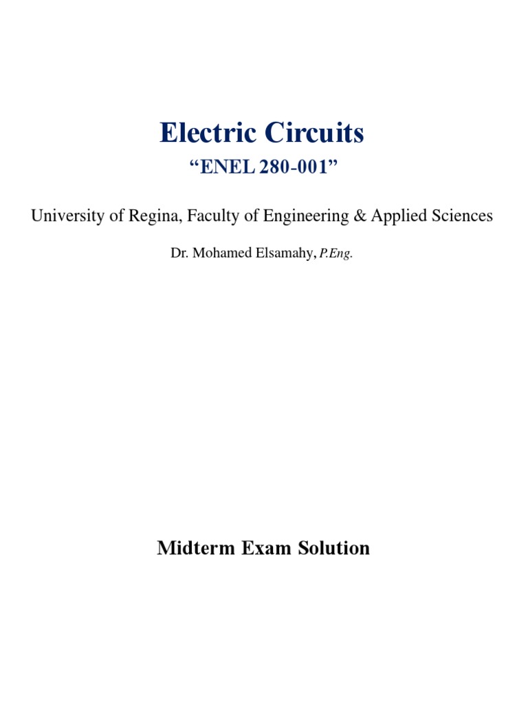 UofR-ENEL280 - Midterm Exam - Solution | PDF | Electrical Network | Electrical Engineering