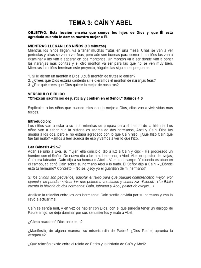 Caín y Abel: Dar lo Mejor a Dios | PDF | Adán y Eva