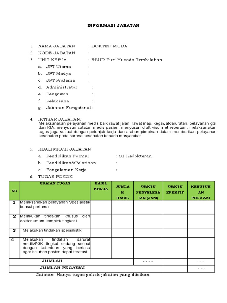 5.contoh Formulir Aplikasi Hasil Analisis Jabatan Dan Analis Beban ...