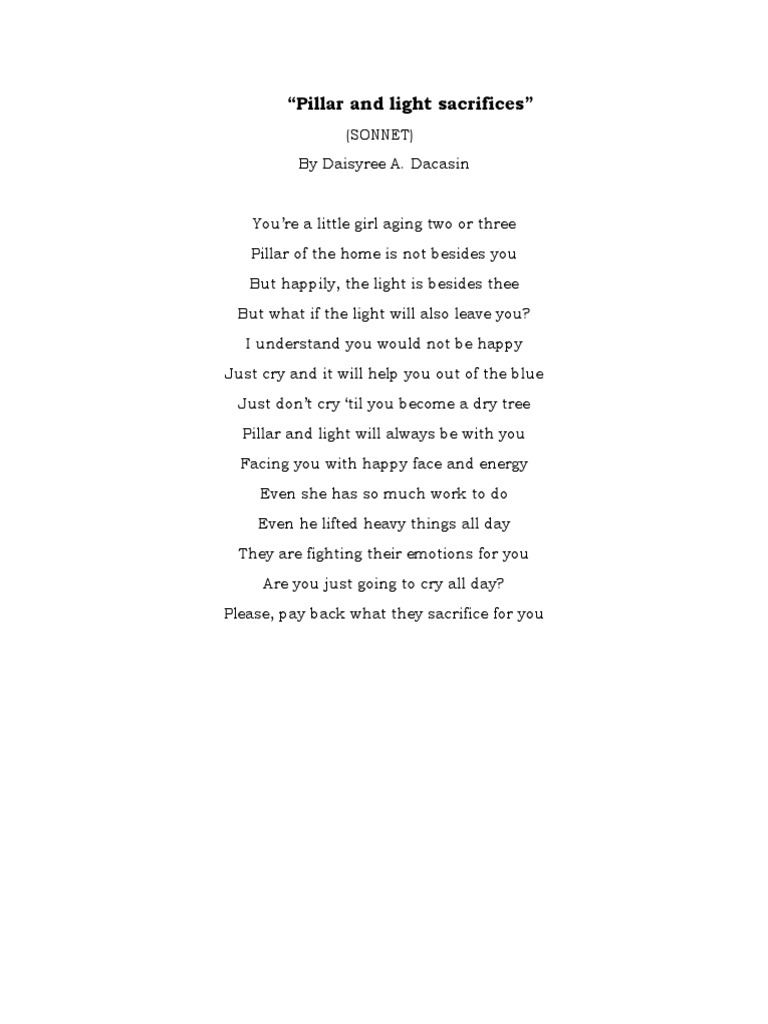 Sonnet Pillar and Light Sacrifices | PDF | Art | Religion & Spirituality