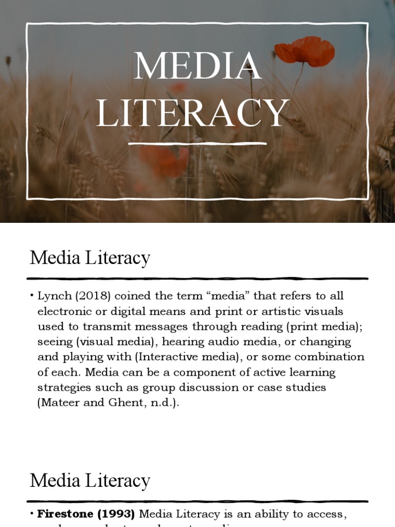MEDIA LITERACY - Group 3 | PDF | Media (Communication) | Mass Media