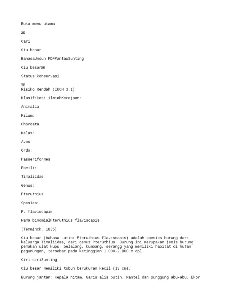 Ciu Besar: Burung Pteruthius flaviscapis | PDF