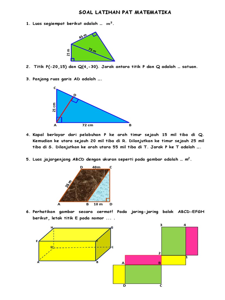 Soal Latihan Pat Matematika | PDF | Metode & Bahan Ajar | Griya & Taman