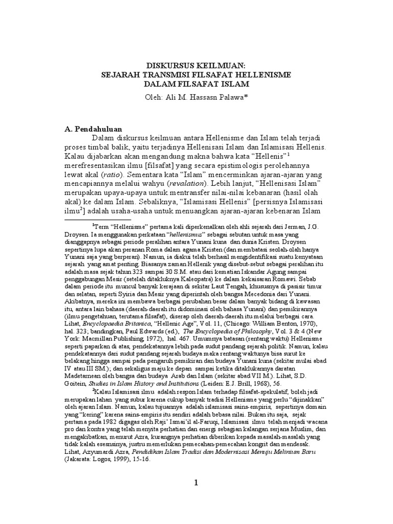 2021 - Makalah Transmisi Filsafat Hellenisme | PDF | Filsafat