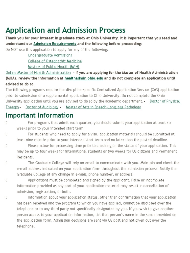 Graduate Admission Process Overview | PDF | Test Of English As A ...
