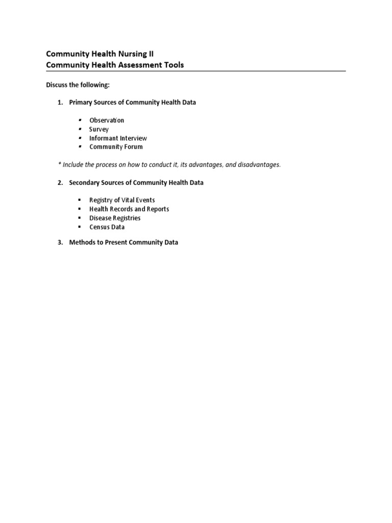 Individual Activity (Community Health Assessment Tools) | PDF | Self ...