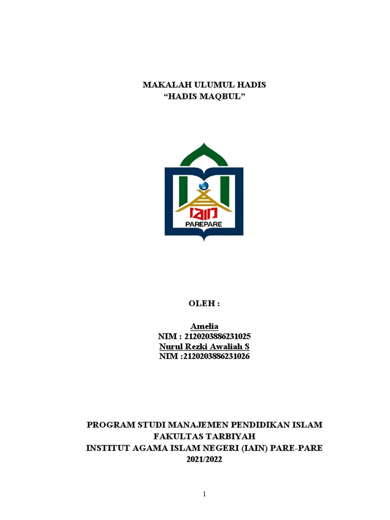 Pengertian dan Klasifikasi Hadis Maqbul | PDF | Agama & Spiritualitas