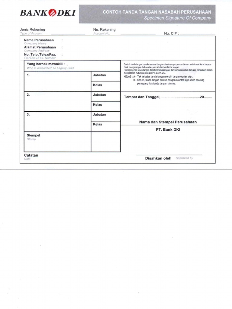 Salinan Form Kartu Contoh Tanda Tangan | PDF