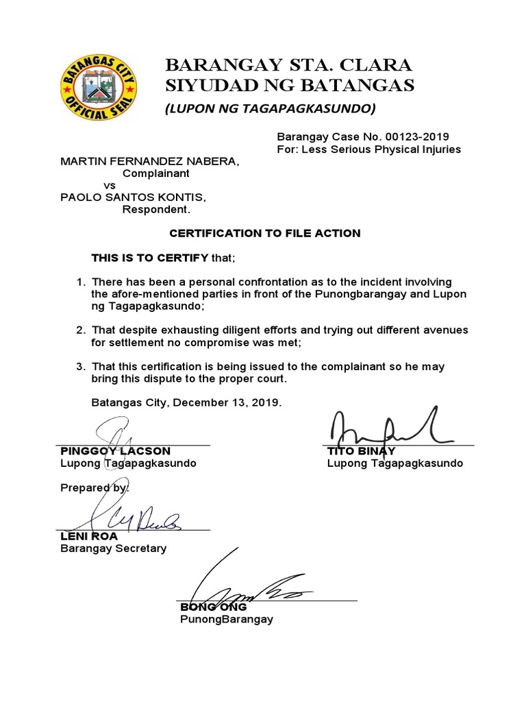 Certificate To File Action | PDF