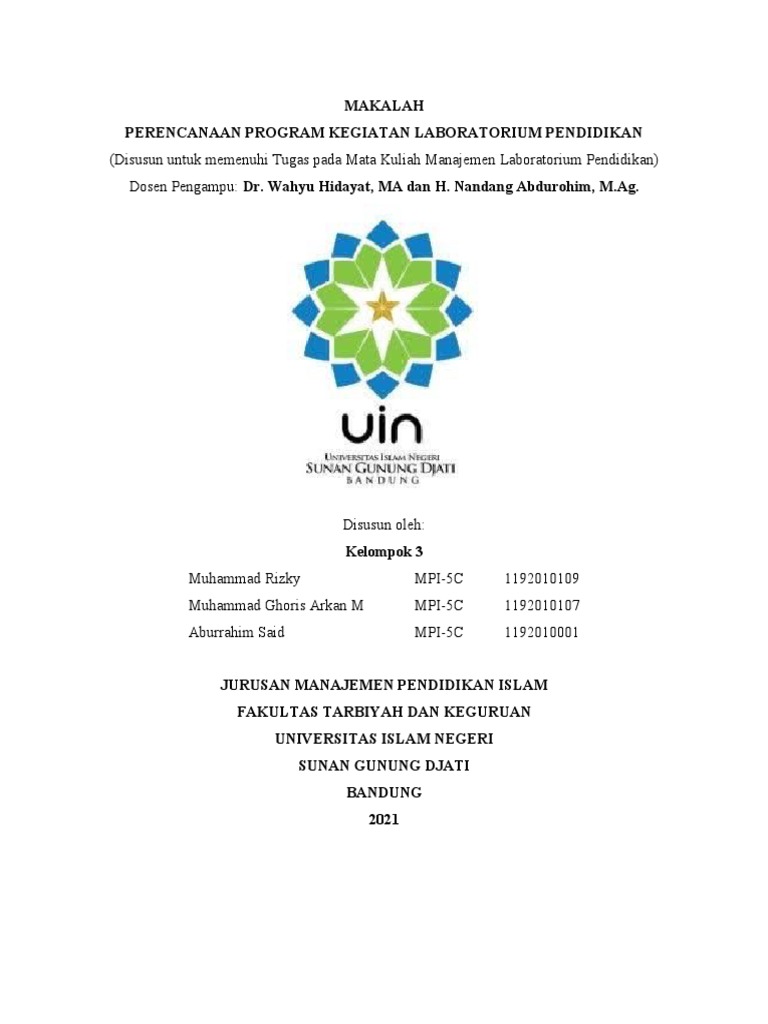 Makalah Kel. 3 Manajemen Lab. Pendidikan MPI 5C | PDF | Sains & Matematika