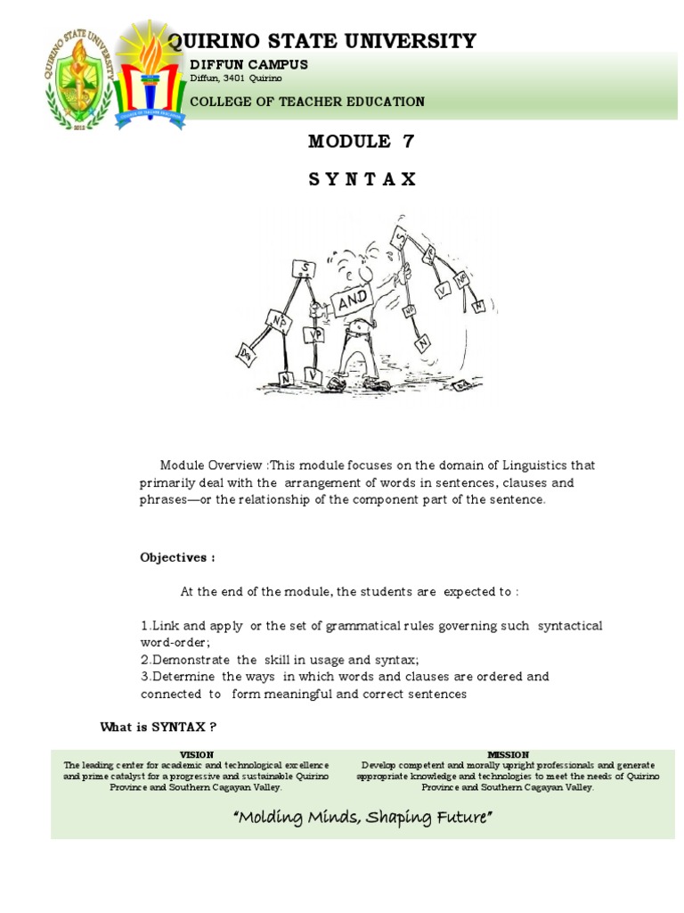 MODULE 7 SYNTAX Plus Worksheets | PDF | Syntax | Linguistic Morphology