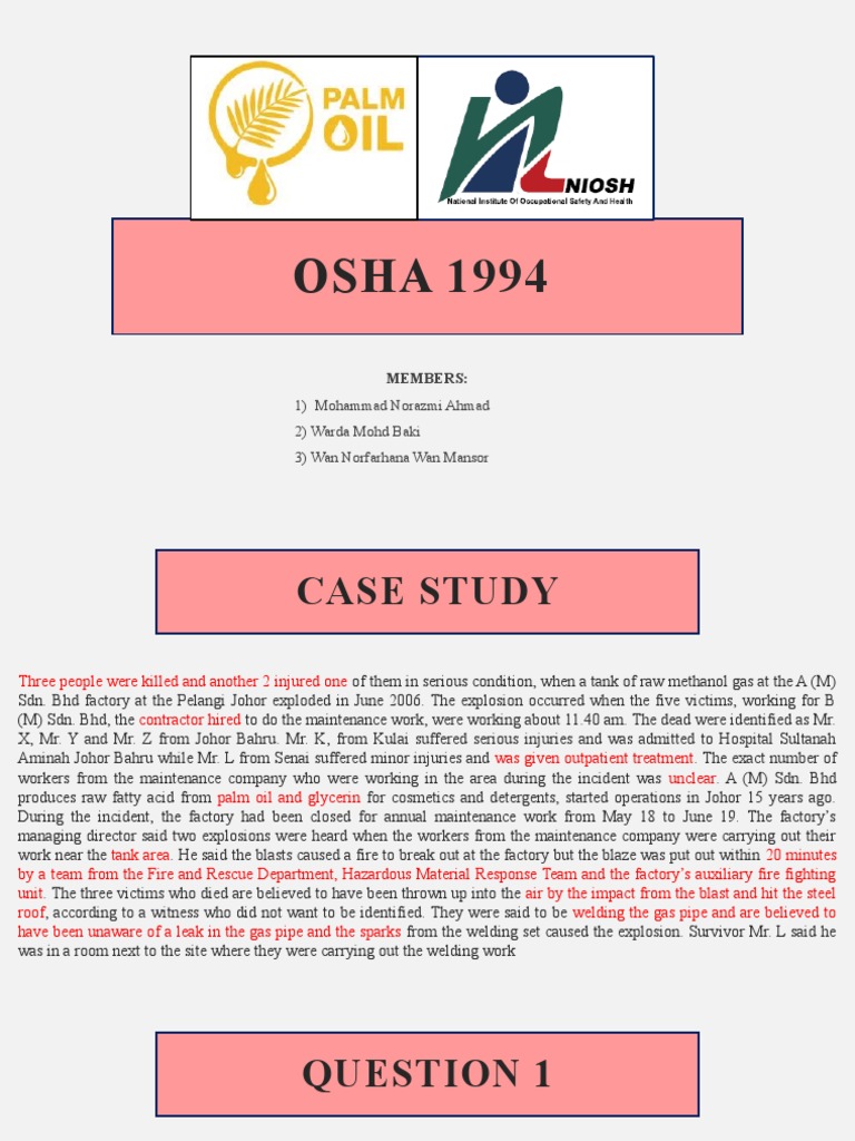 OSHA 1994 Case Study | Download Free PDF | Occupational Safety And ...