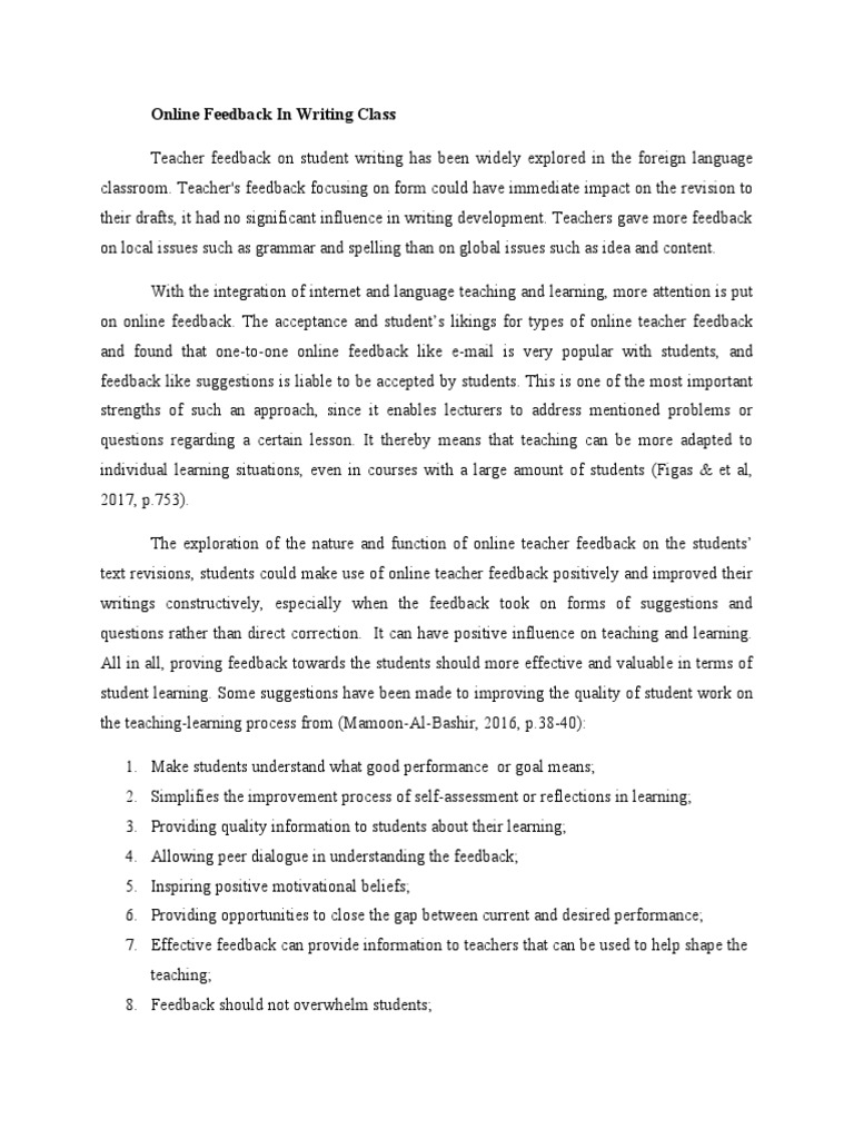 Online Feedback in Writing | PDF | Teachers | Educational Assessment