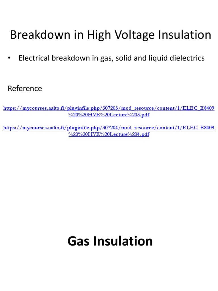 High Voltage Insulation Breakdown | PDF | Electrical Breakdown | Ionization