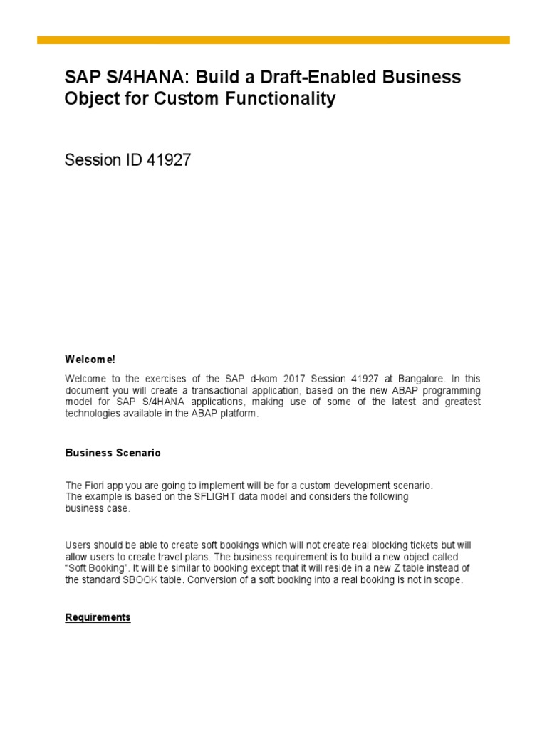 SAP S4HANA Build A Draft Enabled Business Object For Custom ...