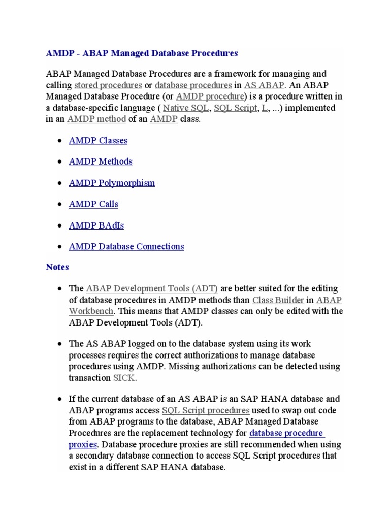 ABAP Managed Database Procedure | PDF | Method (Computer Programming) | Parameter (Computer ...