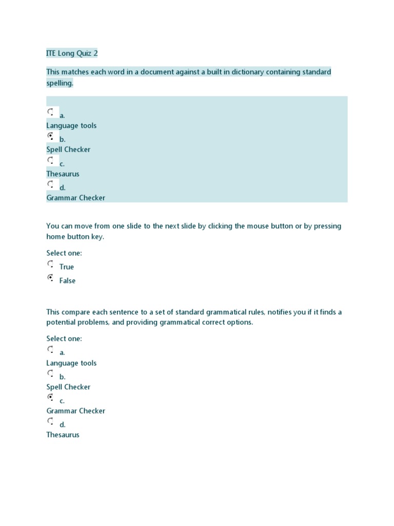 ITE Long Quiz 2 - 12.2021 | PDF | Spreadsheet | Computing
