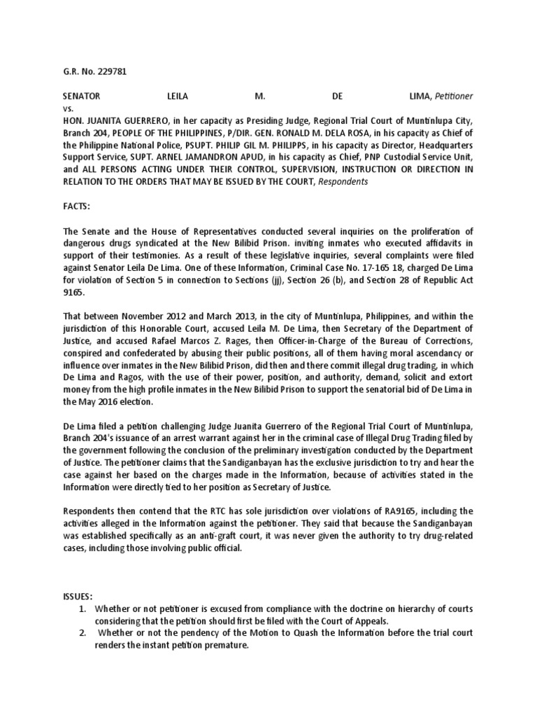 G.R. No. 229781 Case Digest | PDF | Jurisdiction | Probable Cause