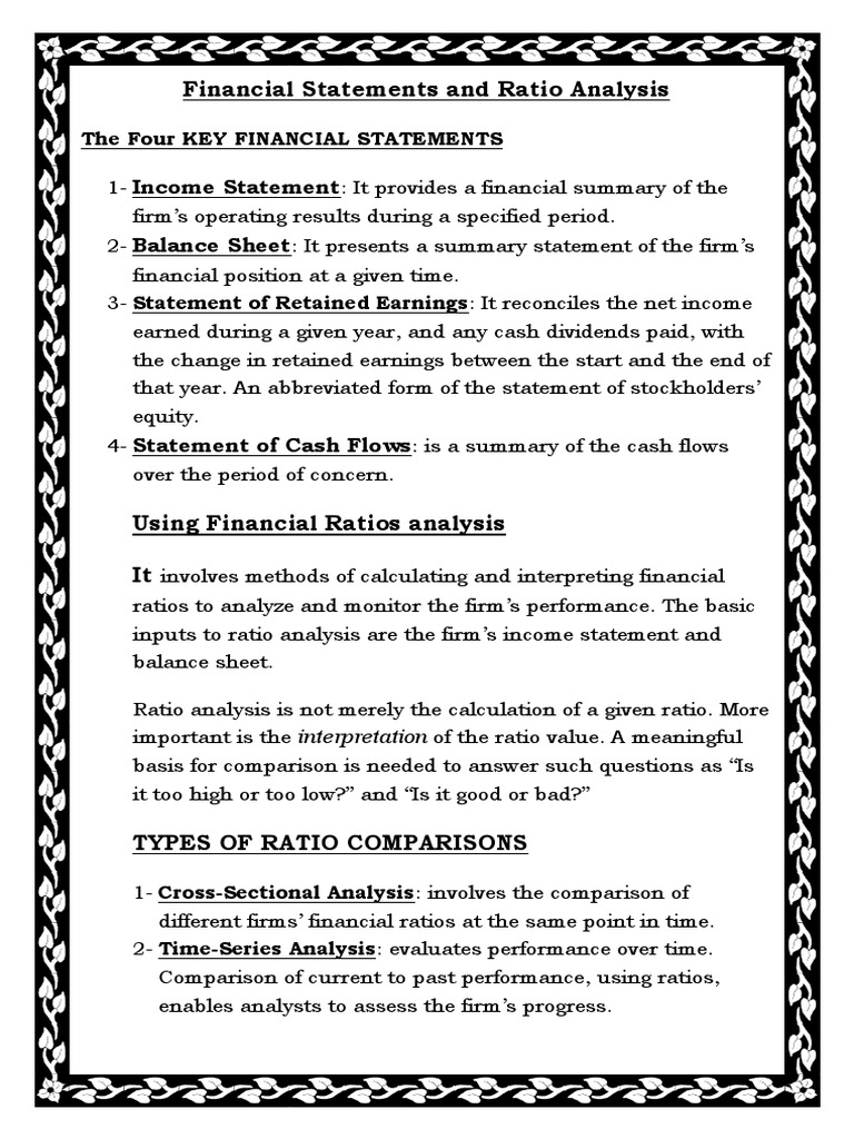 Financial Statements and Ratio Analysis | PDF | Equity (Finance ...