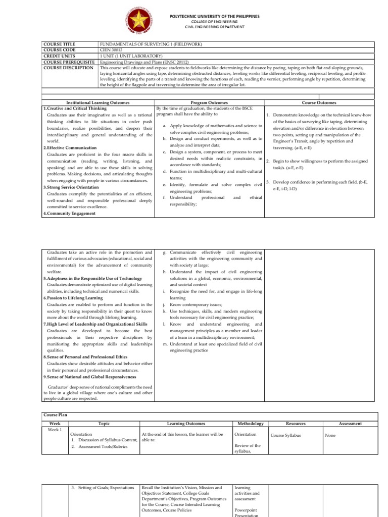 Fundamentals of Surveying 1 (Lab) | PDF | Surveying | Engineering