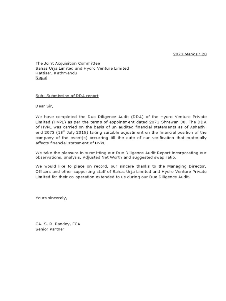 DDA Covering Letter | PDF