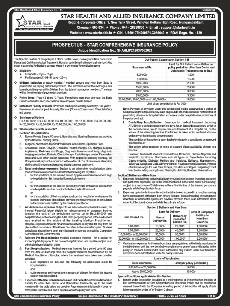 Prospectus - : Star Health and Allied Insurance Company Limited | PDF ...