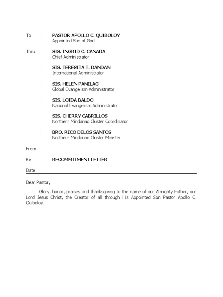 Recommitment Letter 1 | PDF