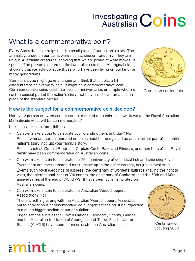 What Is A Commemorative Coin Fact Sheet | PDF | Coins | Currency