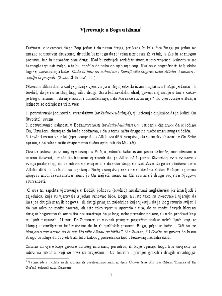 Vjerovanje U Boga U Islamu | PDF