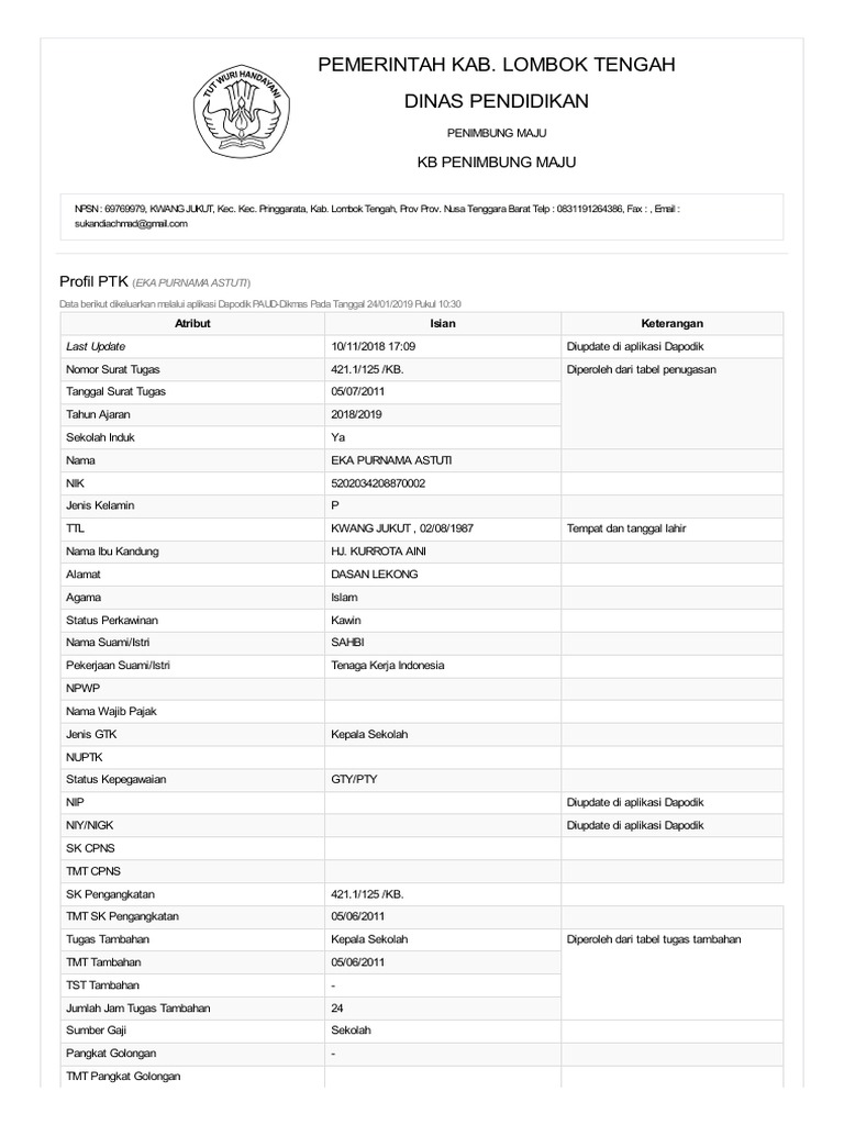 Profil PTK-EKA PURNAMA ASTUTI-24 - 01 - 2019-10 - 30 | PDF
