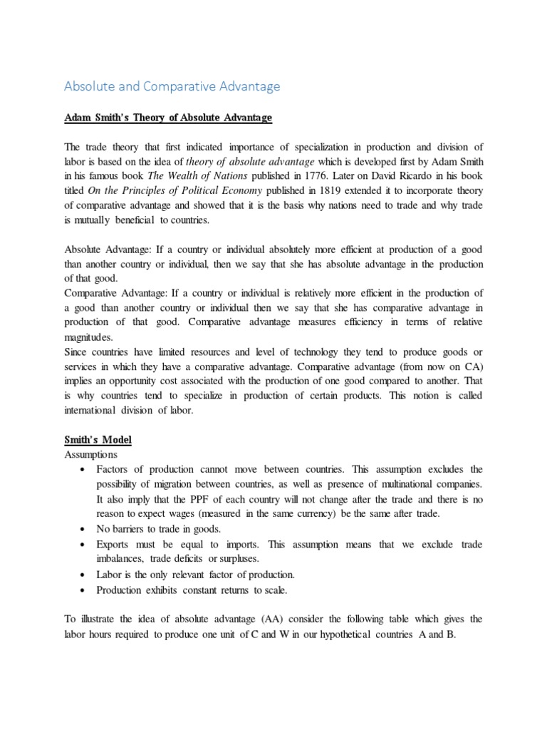 Absolute vs Comparative Advantage Explained | PDF | Comparative ...
