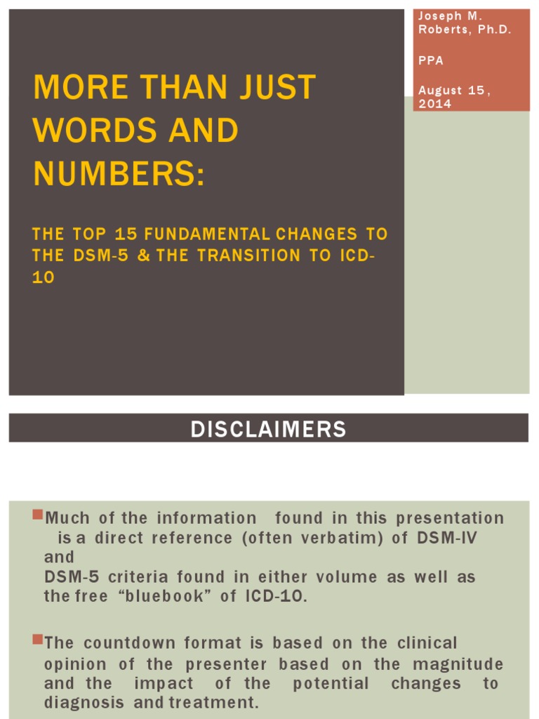 Dsm-5 Icd-10 Handout | PDF | Diagnostic And Statistical Manual Of ...