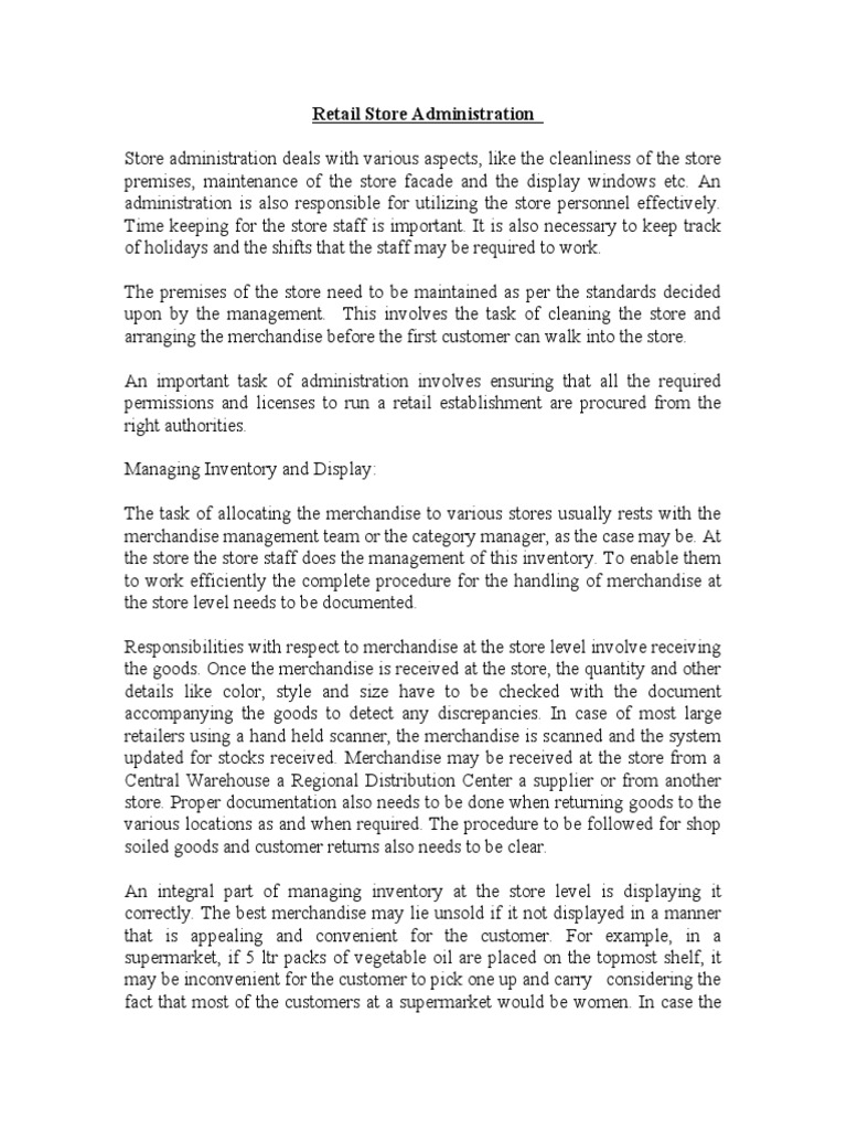 Store Administration | Download Free PDF | Payments | Retail