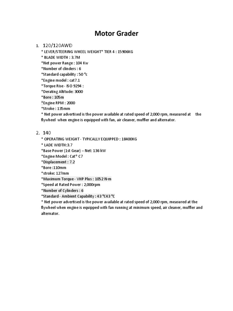 Motor Grade1 | PDF | Horsepower | Engines