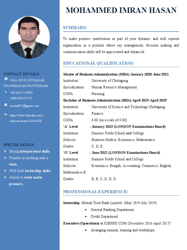 Imran Digital CV 2 Pages | PDF | Master Of Business Administration | Bangladesh