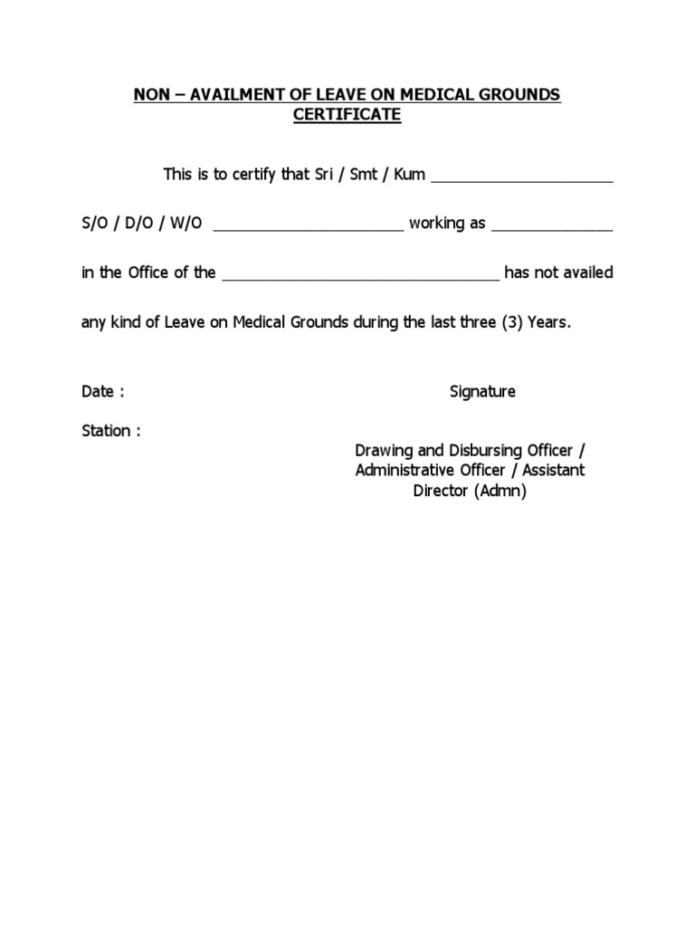 Medical Leave Certificate | PDF