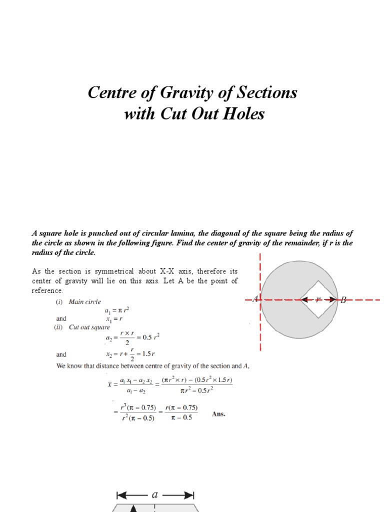 Centre of Gravity of Sections With Cut Out Holes | PDF