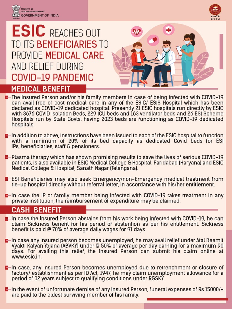 ESIC Reaches Out To Its Beneficiaries To Provide Medical Care and ...