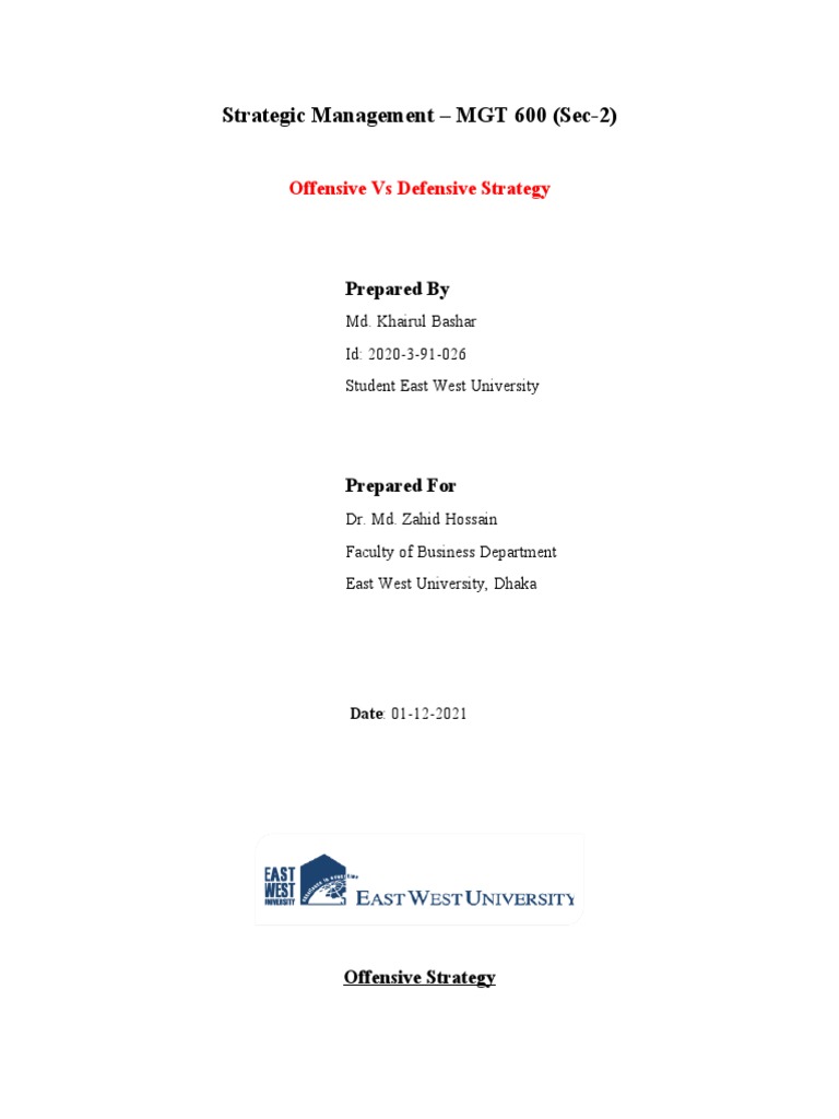 Offensive Vs Defensive Strategy | Download Free PDF | Competitive ...