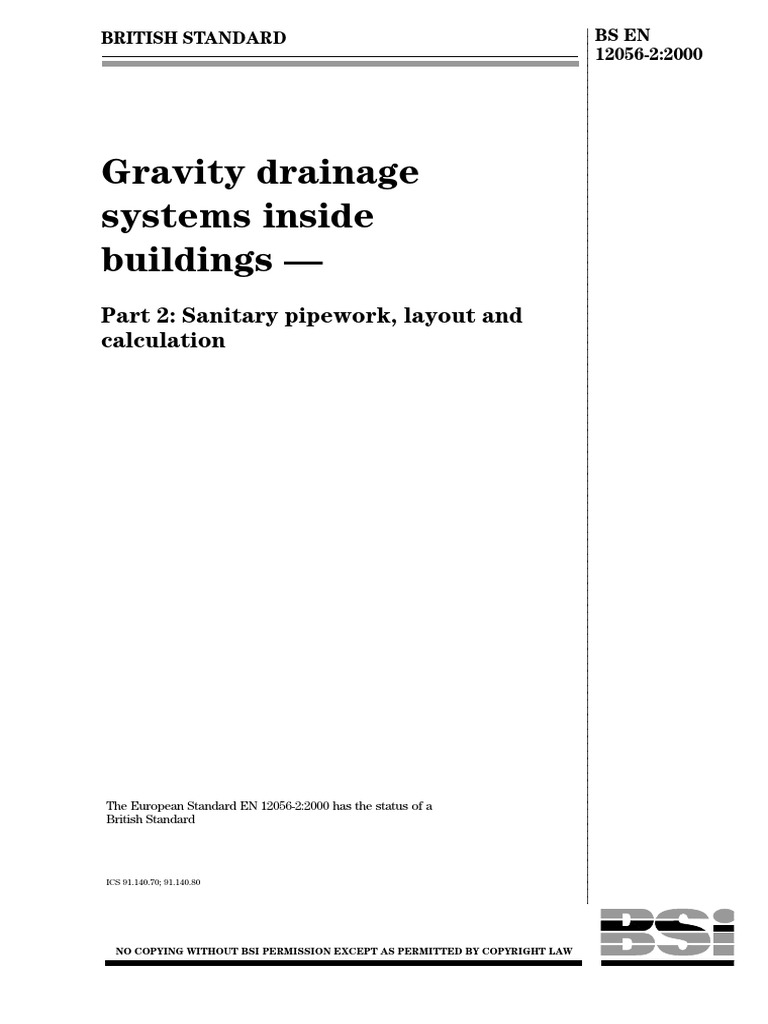 Gravity Drainage Systems Inside Buildings Ð: Part 2: Sanitary Pipework ...