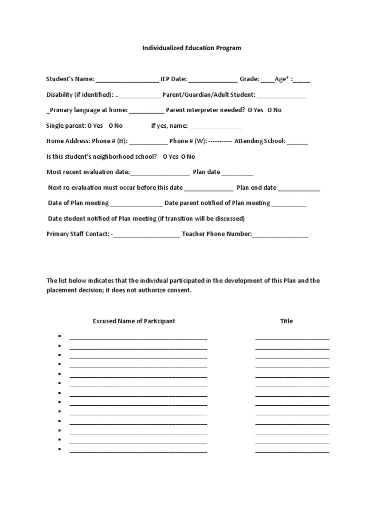 IEP Format | PDF | Individualized Education Program | Communication