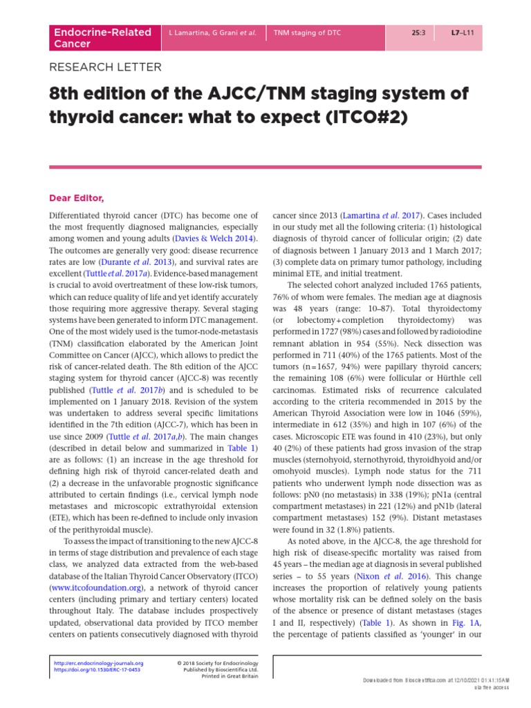 8th Edition of The AJCC - TNM Staging System of Thyroid Cancer - What ...