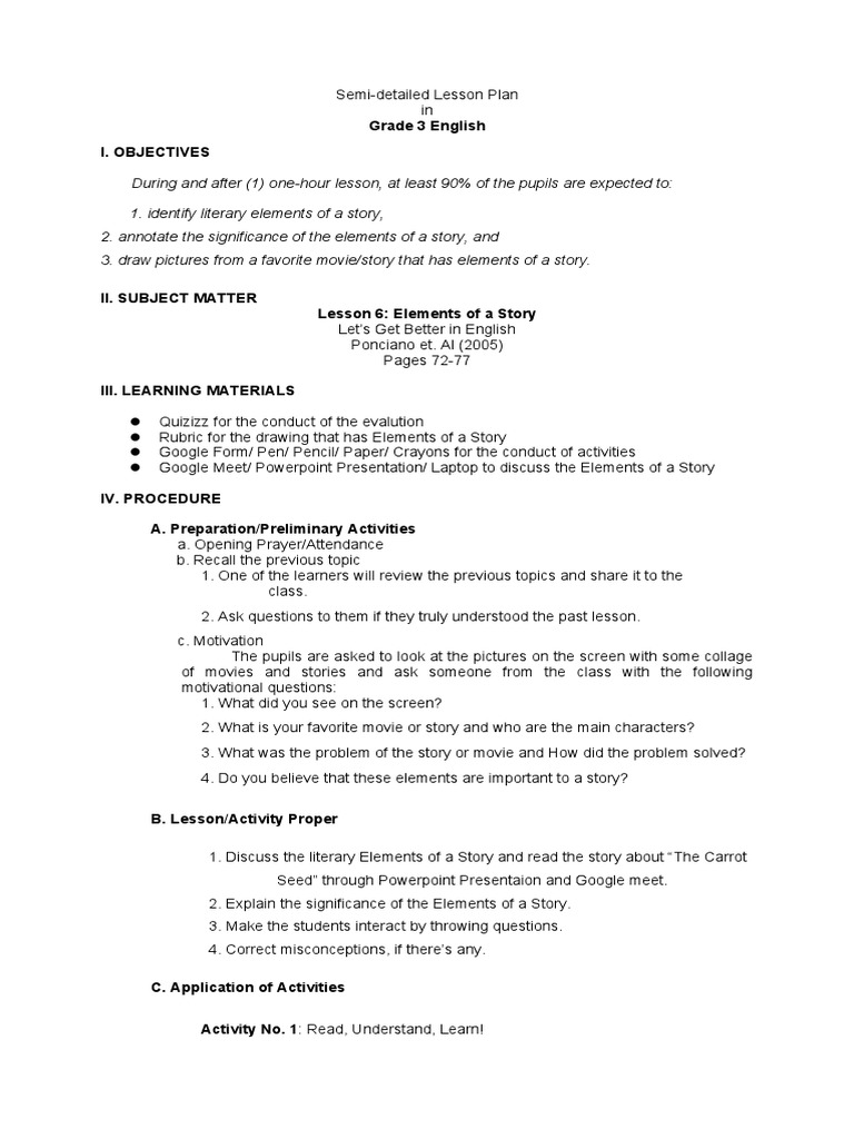 Grade 3 English I. Objectives | PDF | Neuropsychological Assessment ...