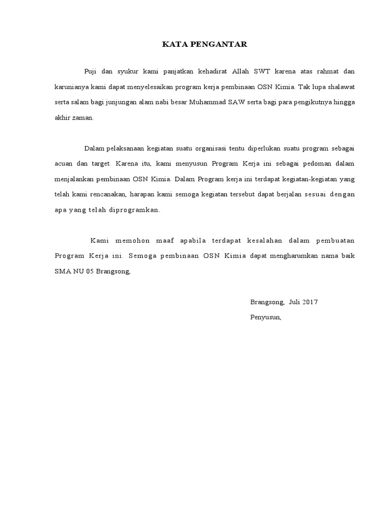 Program Kerja Osn Kimia | PDF
