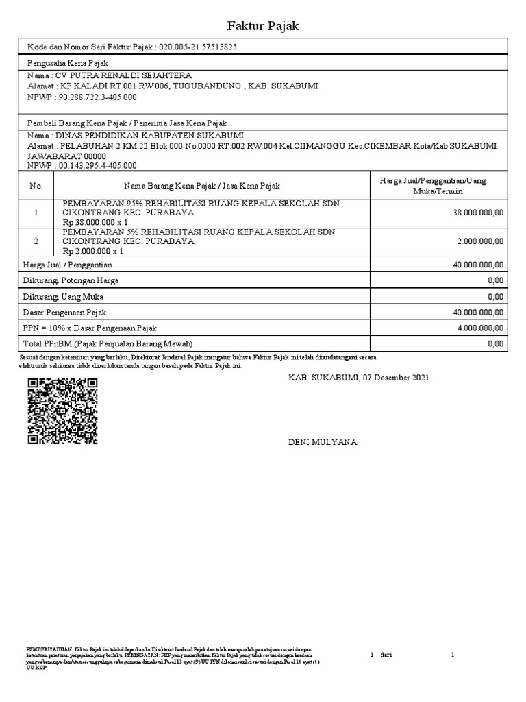 Faktur CV Putra Renaldi Sejahtera | PDF